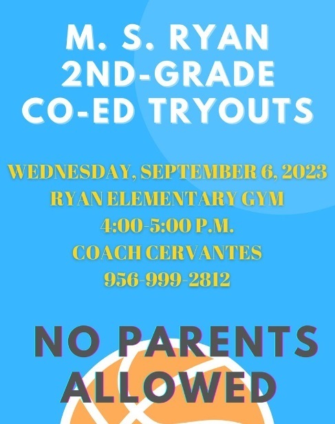Attention 2nd-grade parents - Basketball Tryouts - Sept. 6th! | Michael S. Ryan Elementary School