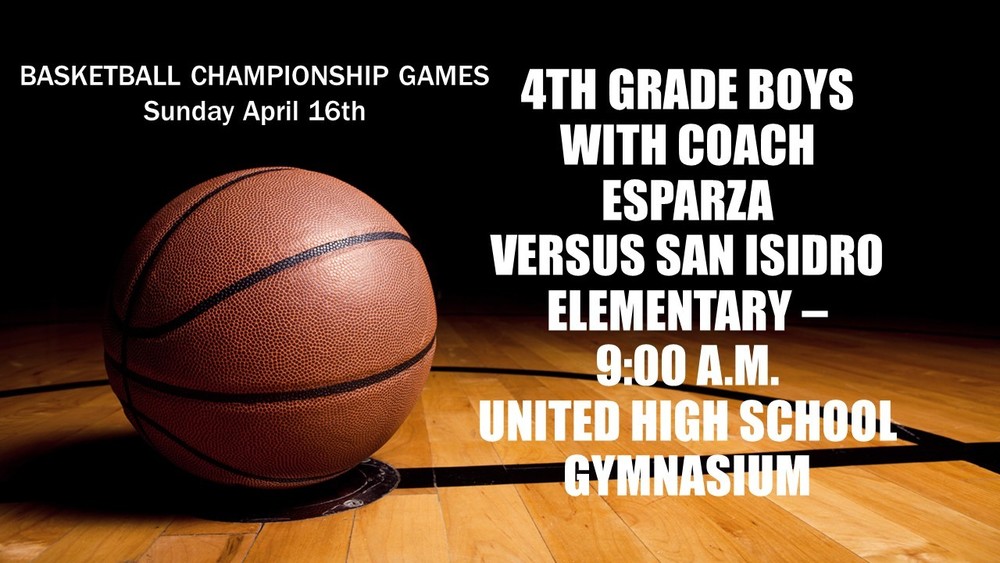 BASKETBALL CHAMPIONSHIP GAMES - Sunday April 16th 3RD GRADE BOYS & 4TH ...